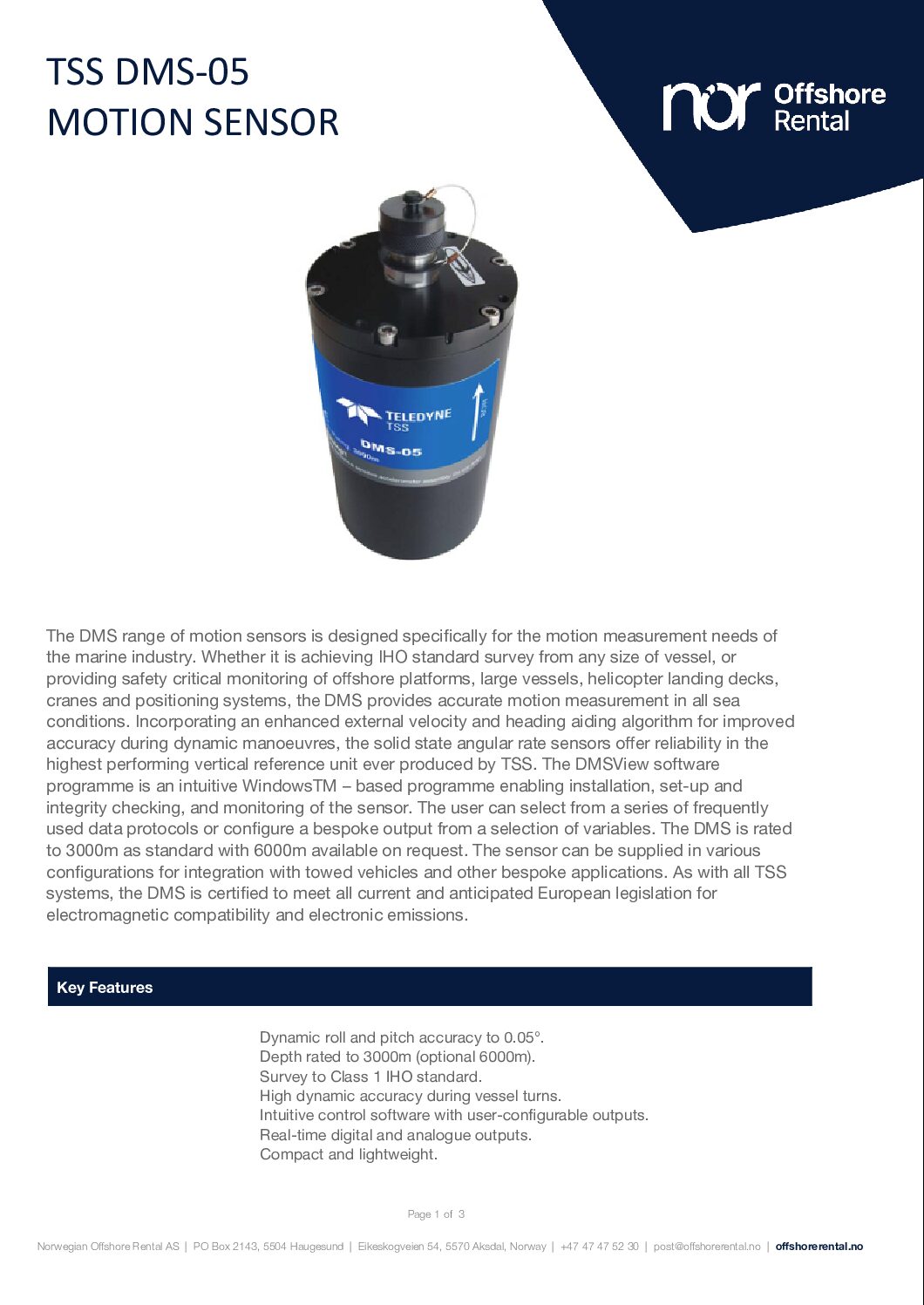 NOR-DS-TSS DMS-05 Motion Sensor-210423 - Norwegian Offshore Rental