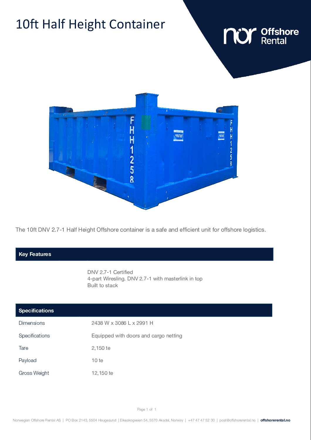NOR-DS-10ftHalfHeightContainer-280423 - Norwegian Offshore Rental