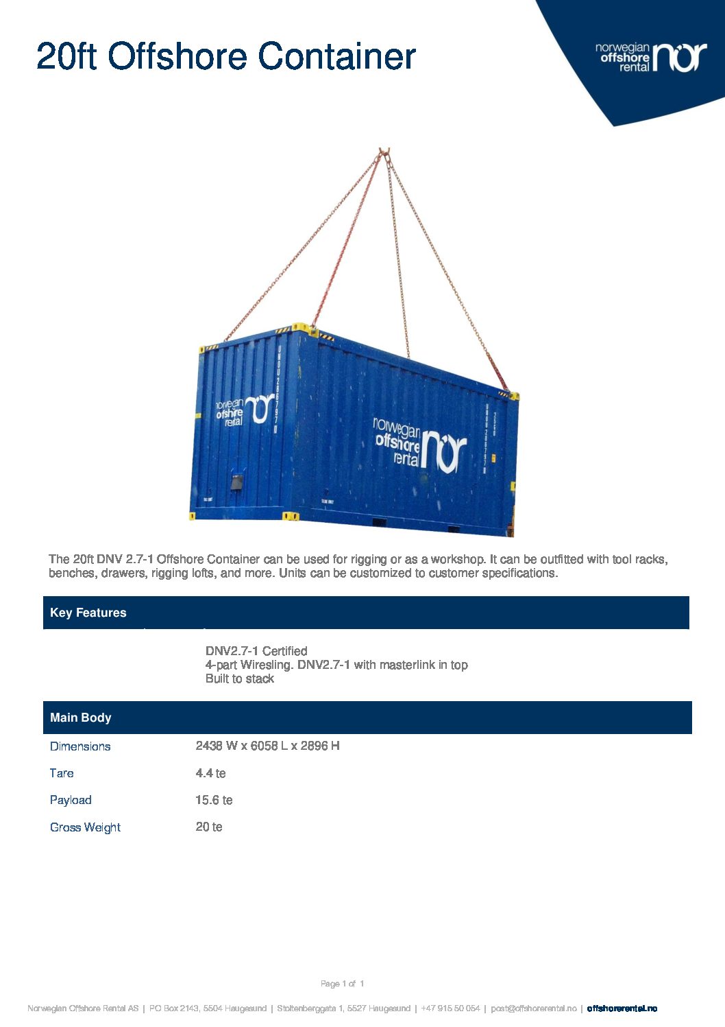 NOR-DS-20ft-offshore-workshop-container-10.2020 - Norwegian Offshore Rental