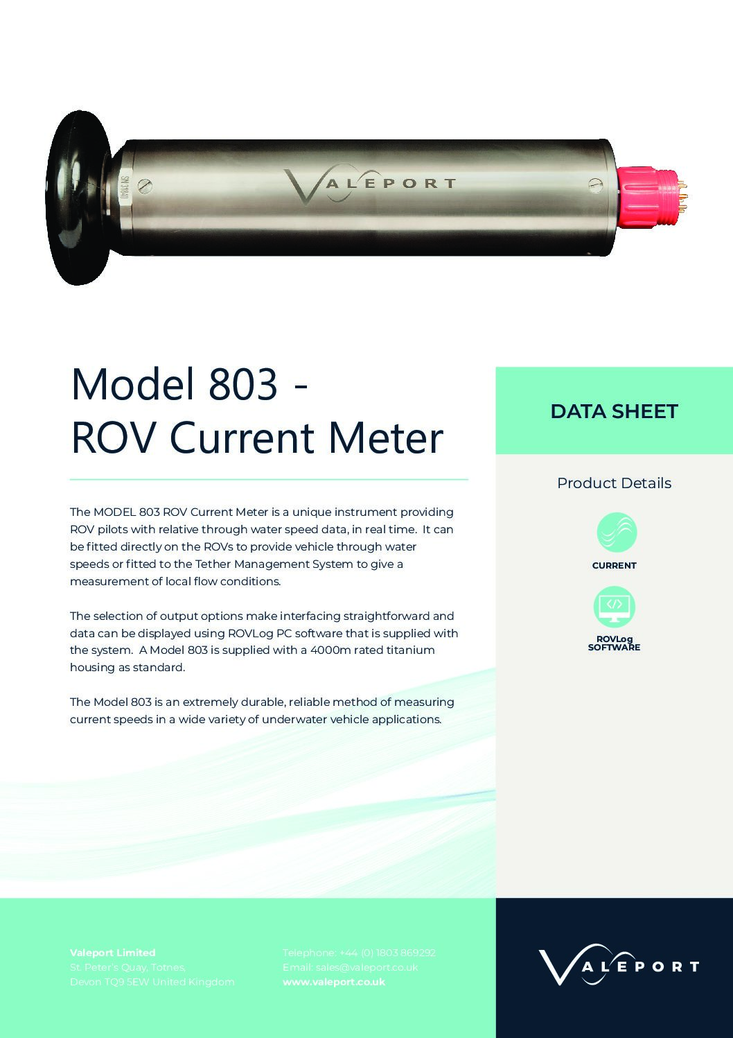 Model 803 - ROV Current Meter Datasheet - April 2020 - Norwegian ...