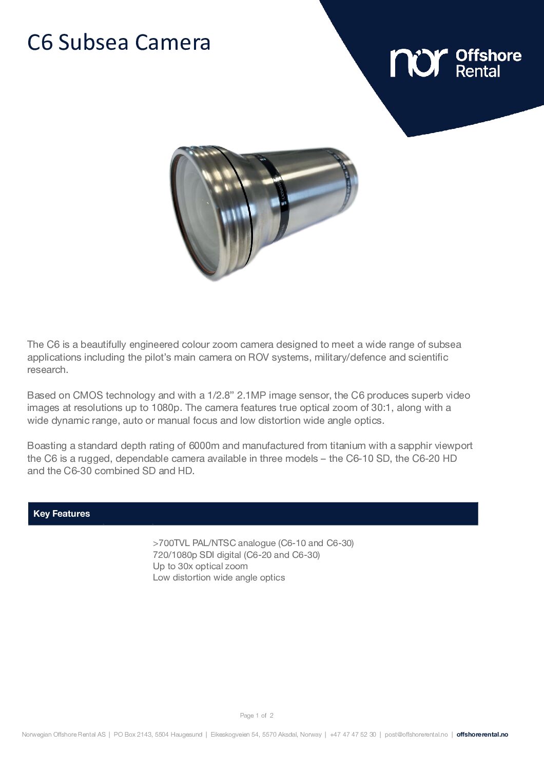 NOR-DS-C6 Subsea Camera-160124 - Norwegian Offshore Rental